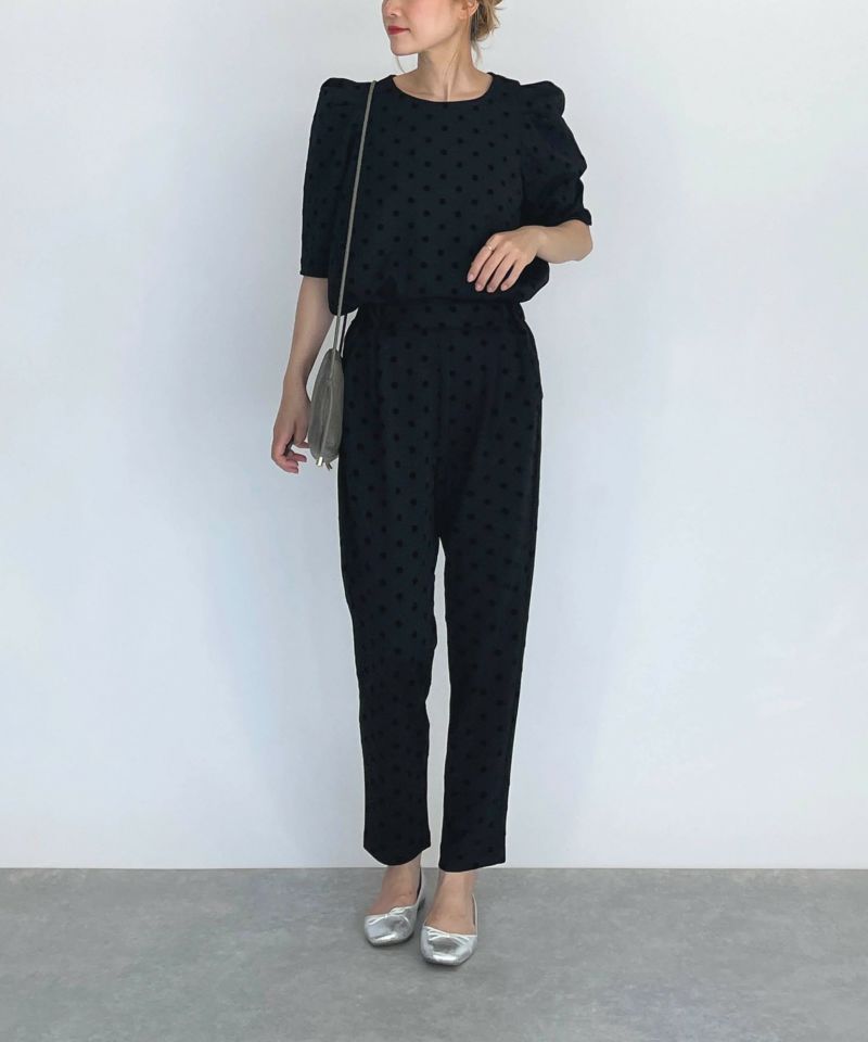 セットアップ可能】フロッキードットストレッチパンツ | PICCIN セットアップ可能】フロッキードットストレッチパンツ | PICCIN